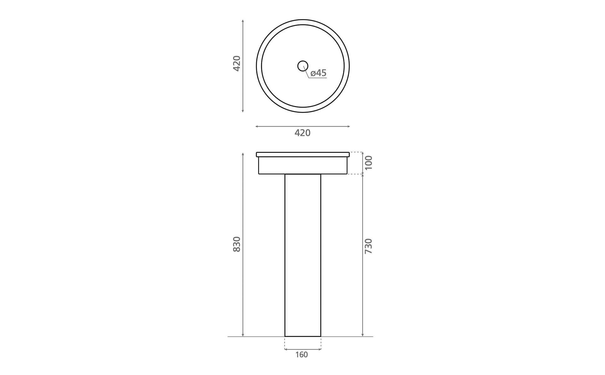 Belted Nero Column - Pedestal Sink - Bathco